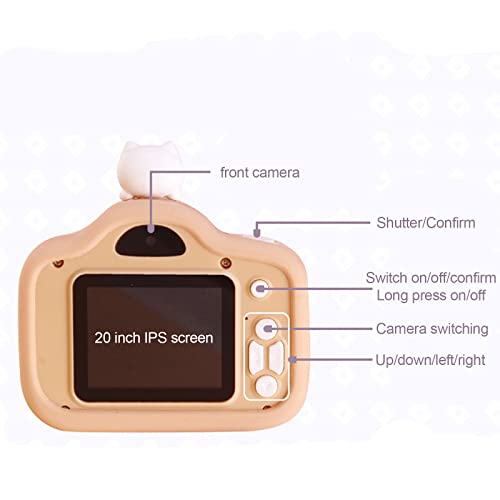 Kids Digital Camera, Portable 1080P Toy Camera, 2000MP HD Camera Toys for 3–10 Year Old, 2.4 Inch Camera for Children, 32GB SD Card, for Girls and Boys (Khaki)