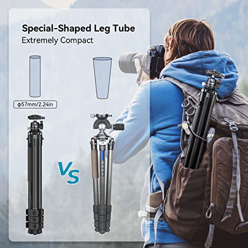 SmallRig 54" Lightweight Compact Carbon Fiber Tripod with Detachable Monopod, 360° Ball Head, Quick Release Plate, Load up to 26.5 lbs/12 kg, for Canon for Sony, DSLR Camera, Phone, Camcorder-4060