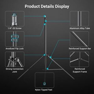 SmallRig Aluminum Light Stand 110"/9.2ft/280cm, Adjustable Photography Air-Cushioned Tripod Stand with 1/4" Screw for Softbox, Studio Light, Flash, Umbrella, Ring Light, Max Load 5kg, RA-S280A - 3737