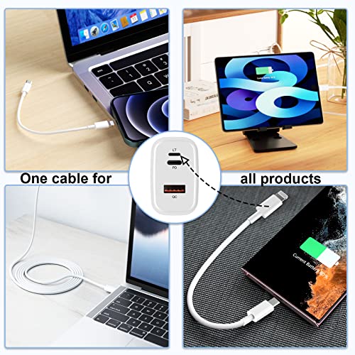 New Technology Lighting Female to USB Type c Charger 30W 3-Port,iPhone 14 13 12 Fast Charging Super Fast USB C Charger Compatible with Apple iPhone,iPad Pro and Samsung Galaxy Android Multiple Device