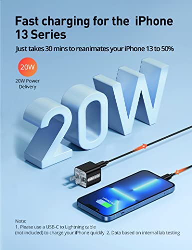 Evatronic 2-Pack 20W USB C Charger Wall Charging Adapter PD3.0 Compact Fast Charger for iPhone 13/13 Mini/13 Pro Max/14/14 Pro Max, iPad Pro, Galaxy, Pixel