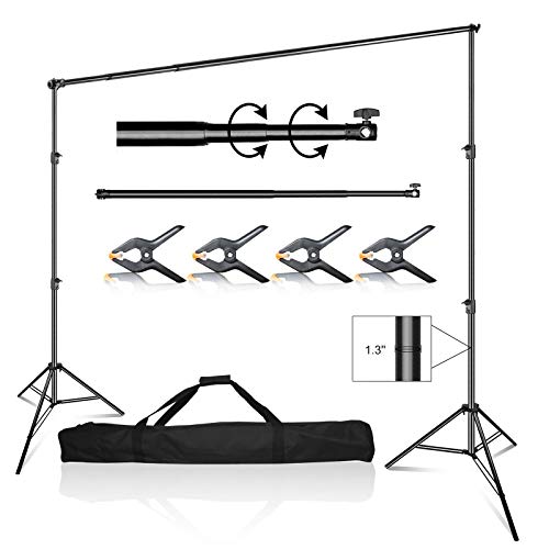 EMART 10 x 10 ft Photo Video Studio Heavy Duty Adjustable Backdrop Support System Kit, Photography Muslin Background Stand with Carry Bag