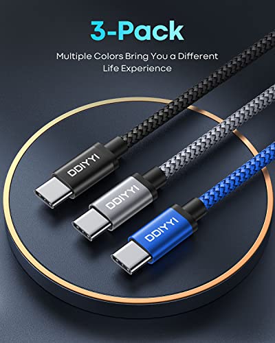 USB C to USB C Cable [6.6ft, 3-Pack], 60W Fast Charging USB Type C Charger Cable Braided for Samsung S22 S21 S20 ultra 5G S10, Note 20 Ultra, Pixel 7 6 Pro 6a 5a 4a 5 4 XL, USB-C Laptop & USB-C Tablet