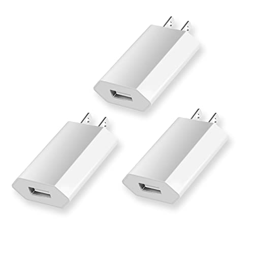 USB Wall Charger,Plug in Phone Charger,3 Pack 5V/1A Single Port USB Charging Block Adapter Travel USB Charger Compatible iPhone13/12/SE/11 Pro,Samsung Galaxy S21/S20 Ultra 5g,Note20/10/9, A72 A52,LG