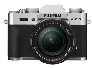 fujifilm x-t10 silver mirrorless digital camera kit with xf 18-55mm f2.8-4.0 r lm ois lens – international version (no warranty)