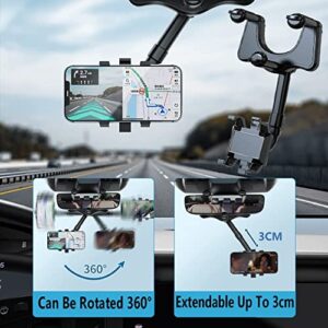 YCNASSS 360°Rotatable and Retractable Car Phone Holder, Car Rearview Mirror Bracket, Multifunctional Adjustable Phone Holder, Universal Phone Navigation GPS Holder for All Mobile