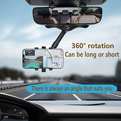 YCNASSS 360°Rotatable and Retractable Car Phone Holder, Car Rearview Mirror Bracket, Multifunctional Adjustable Phone Holder, Universal Phone Navigation GPS Holder for All Mobile