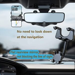 YCNASSS 360°Rotatable and Retractable Car Phone Holder, Car Rearview Mirror Bracket, Multifunctional Adjustable Phone Holder, Universal Phone Navigation GPS Holder for All Mobile