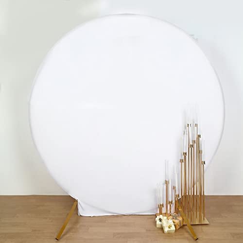 Efavormart 7.5ft White 2-Sided Spandex Fit Round Wedding Arch Backdrop Cover