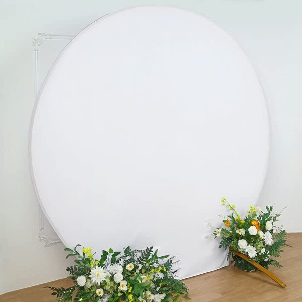 Efavormart 7.5ft White 2-Sided Spandex Fit Round Wedding Arch Backdrop Cover