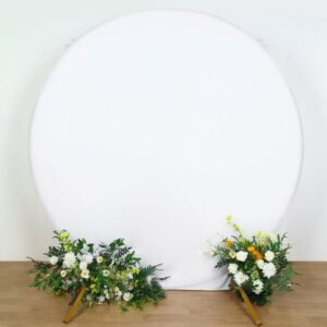 Efavormart 7.5ft White 2-Sided Spandex Fit Round Wedding Arch Backdrop Cover