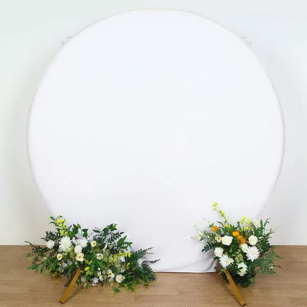 Efavormart 7.5ft White 2-Sided Spandex Fit Round Wedding Arch Backdrop Cover