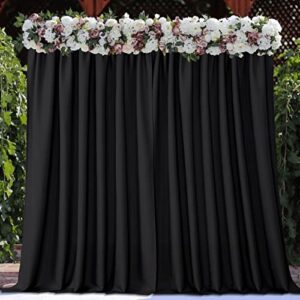 joydeco black backdrop curtain for parties wedding, 10×10 wrinkle free black backdrop drapes for birthday party home party, curtains backdrop 5ftx10ft 2 panels with rod pockets