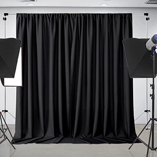 Joydeco Black Backdrop Curtain for Parties Wedding, 10x10 Wrinkle Free Black Backdrop Drapes for Birthday Party Home Party, Curtains Backdrop 5ftx10ft 2 Panels with Rod Pockets