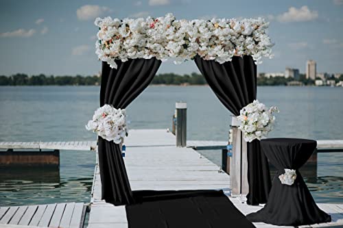 Joydeco Black Backdrop Curtain for Parties Wedding, 10x10 Wrinkle Free Black Backdrop Drapes for Birthday Party Home Party, Curtains Backdrop 5ftx10ft 2 Panels with Rod Pockets