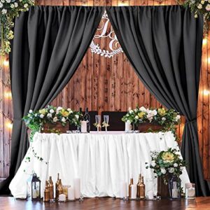 Joydeco Black Backdrop Curtain for Parties Wedding, 10x10 Wrinkle Free Black Backdrop Drapes for Birthday Party Home Party, Curtains Backdrop 5ftx10ft 2 Panels with Rod Pockets