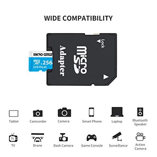 Micro Center Premium 256GB microSDXC Card, Nintendo-Switch Compatible Micro SD Card, UHS-I C10 U3 V30 4K UHD Video A1 Flash Memory Card with Adapter (256GB)