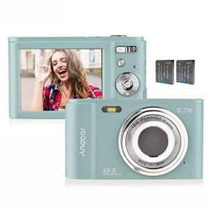 andoer portable digital camera 48mp 2.7k 2.88-inch ips screen 16x zoom auto focus self-timer 128gb extended memory face detection anti-shaking with 2pcs batteries hand strap carry pouch