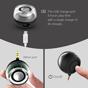 Leadsound Portable Speaker, Crystal 3W 27mm 8Ω Mini Wireless Speaker with 3.5mm Aux Audio Jack Plug in Clear Bass Micro USB Port Audio Dock for Smart Phone, for Pad, Computer (Black)