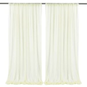 wish care 10ft x 10ft ivory backdrop curtain drapes, wrinkle-free sheer chiffon fabric backdrop panels for wedding arch party ceremony stage decoration