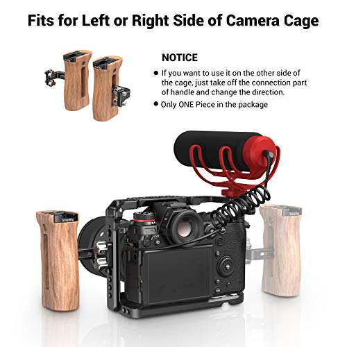 SMALLRIG Side Wooden Handle Grip for DSLR Camera Cage w/ Cold Shoe Mount, Threaded Holes, Direction Changeable - 2093