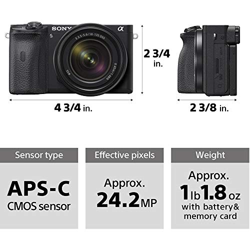 Sony Alpha a6600 Mirrorless Digital Camera 24.2MP 4K with 18-135mm Lens + 32GB Memory Card, Sturdy Equipment Carrying Case, Spider Tripod, Software Kit and More