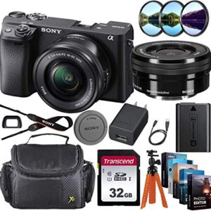 Sony Alpha a6400 Mirrorless Digital Camera with 16-50mm Lens + 32GB Memory Card, Sturdy Equipment Carrying Case, Spider Tripod, Software Kit and More