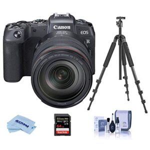 canon eos rp mirrorless full frame digital camera with rf 24-105mm f4 l is lens – bundle with slik pro ii 4-section aluminum tripod with ballhead gunmetal, 64gb u3 sdxc card, cleaning kit, cloth