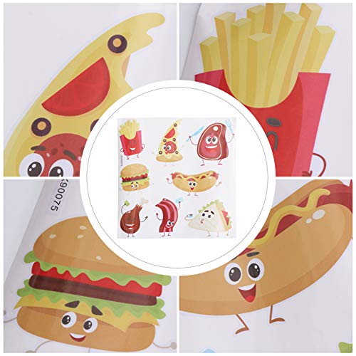 SOLUSTRE Laptop Stickers 1 Set Kitchen Food Wall Decals Cartoon French Fries Window Sticker Food Educational Decals Funny Wall Art Refrigerator Sticker Removable DIY Sticker Scrapbook Stickers