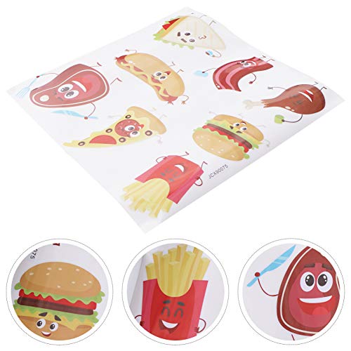 SOLUSTRE Laptop Stickers 1 Set Kitchen Food Wall Decals Cartoon French Fries Window Sticker Food Educational Decals Funny Wall Art Refrigerator Sticker Removable DIY Sticker Scrapbook Stickers