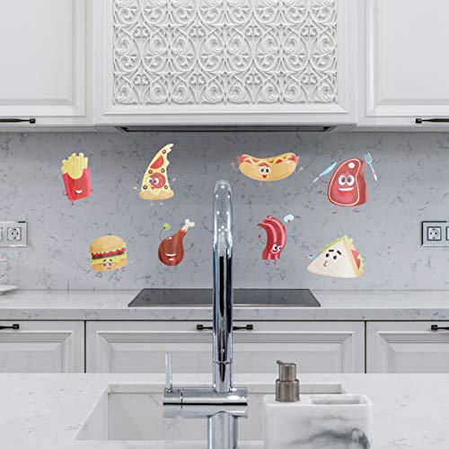 SOLUSTRE Laptop Stickers 1 Set Kitchen Food Wall Decals Cartoon French Fries Window Sticker Food Educational Decals Funny Wall Art Refrigerator Sticker Removable DIY Sticker Scrapbook Stickers