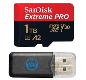 sandisk extreme pro 1tb micro sd memory card for insta360 one rs twin, one rs 4k, one rs 1-inch action camera (sdsqxcz-1t00-gn6ma) v30 4k a2 bundle with 1 everything but stromboli microsd card reader