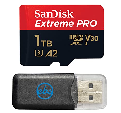 SanDisk Extreme Pro 1TB Micro SD Memory Card for Insta360 One RS Twin, One RS 4K, One RS 1-inch Action Camera (SDSQXCZ-1T00-GN6MA) v30 4k A2 Bundle with 1 Everything But Stromboli MicroSD Card Reader