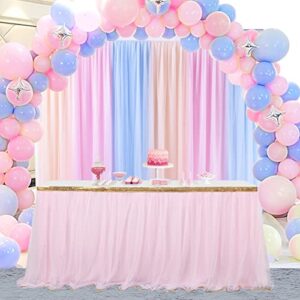 Pastel Rainbow Backdrop Tulle Unicorn Backdrop Curtain for Girl Birthday Party Wedding Bride Gender Reveal Baby Showers Photography 5ft x 7ft