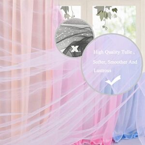 Pastel Rainbow Backdrop Tulle Unicorn Backdrop Curtain for Girl Birthday Party Wedding Bride Gender Reveal Baby Showers Photography 5ft x 7ft