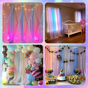 Pastel Rainbow Backdrop Tulle Unicorn Backdrop Curtain for Girl Birthday Party Wedding Bride Gender Reveal Baby Showers Photography 5ft x 7ft