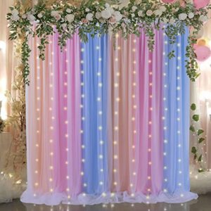 Pastel Rainbow Backdrop Tulle Unicorn Backdrop Curtain for Girl Birthday Party Wedding Bride Gender Reveal Baby Showers Photography 5ft x 7ft