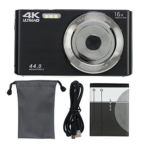 4K Digital Camera, 44MP 2.8in Screen Digital Camera,16X Digital Zoom Photography Video Camera, Mini Anti Shake HD Camera, Vlogging Camera Gifts for Kids, Tees, Aldults, Beginners (Black)