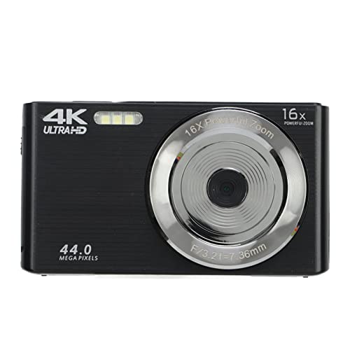 4K Digital Camera, 44MP 2.8in Screen Digital Camera,16X Digital Zoom Photography Video Camera, Mini Anti Shake HD Camera, Vlogging Camera Gifts for Kids, Tees, Aldults, Beginners (Black)