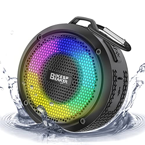 PEYOU IPX7 Waterproof Speaker, Bluetooth Shower Speaker 5.0 Waterproof with Suction Cup, Playtime RGB Lights, 360° Surround Sound Rich Bass for Outdoors, Mini Speaker for Beach/Hiking/Travel/Pool