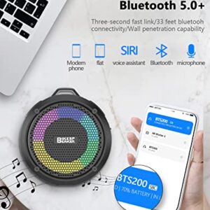 PEYOU IPX7 Waterproof Speaker, Bluetooth Shower Speaker 5.0 Waterproof with Suction Cup, Playtime RGB Lights, 360° Surround Sound Rich Bass for Outdoors, Mini Speaker for Beach/Hiking/Travel/Pool