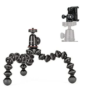 joby gorillapod 1k griptight mount pro kit, compact flexible tripod 1k stand and ballhead 1k with locking phone mount, easy landscape or portrait mode, supports up to 1kg (2.2lb), black (jb01831-bwk)