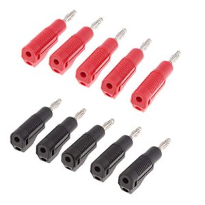 gazechimp 10pcs unshrouded 4mm male sheath stackable banana plug red & black