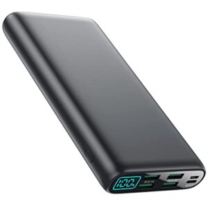 portable charger 38800mah,lcd display power bank,4 usb outputs battery pack backup, dual input usb-c phone charging compatible with iphone 13 pro max/13 mini/12,android samsung galaxy/pixel/nexus/ipad