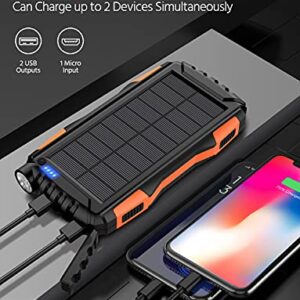 Solar Power Bank,Solar Charger,42800mAh Power Bank,Portable Charger,External Battery Pack 5V3.1A Qc 3.0 Fast Charging Built-in Super Bright Flashlight (Orange)