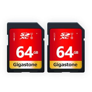 gigastone 64gb 2 pack sd card uhs-i u1 class 10 sdxc memory card high speed full hd video canon nikon sony pentax kodak olympus panasonic digital camera with 2 mini cases