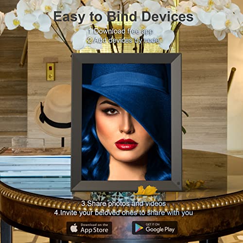 FULLJA WiFi Large Digital Photo Frame 15 inch - Smart Digital Picture Frame, 32GB, Motion Sensor, Full Function, Share Photos and Videos via App or Email, Unlimited Cloud Storage, Wall Mountable