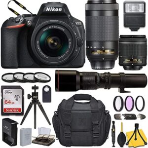 Nikon D5600 DSLR Camera with AF-P DX NIKKOR 18-55mm f/3.5-5.6G VR + AF-P DX NIKKOR 70-300mm f/4.5-6.3G ED + 500mm Preset Lens and Basic Travel Kit (Renewed)