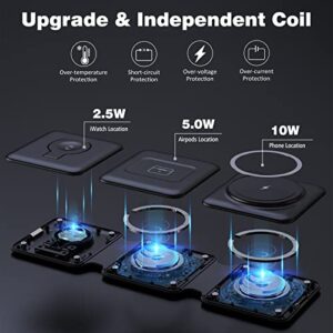 Magnetic Wireless Charger for iPhone: Fodable 3 in 1 Charging Station for Multiple Apple Devices - Travel Charging Pad Dock for Apple Watch iPhone 14 13 12 Pro Max Plus & Airpod