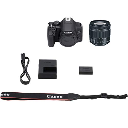 Canon EOS 850D (Rebel T8i) DSLR Camera with 18-55mm f/4-5.6 STM Zoom Lens + 32GB Card, Tripod, Case, and More (18pc Bundle) (Renewed)